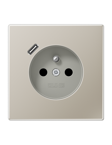 Prise 2P+T avec chargeur USB C métal inox Collection LS990 JUNG