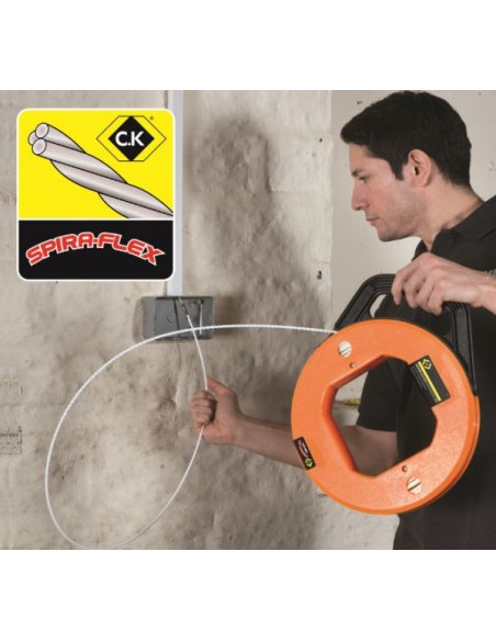 Tire fil 30 mètre spirale polyéthylène diamètre 4mm avec carter